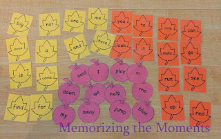Memorizing the Moments: Fall Sight Words Printables