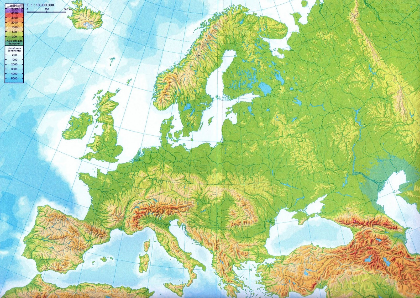 blank physical map of europe