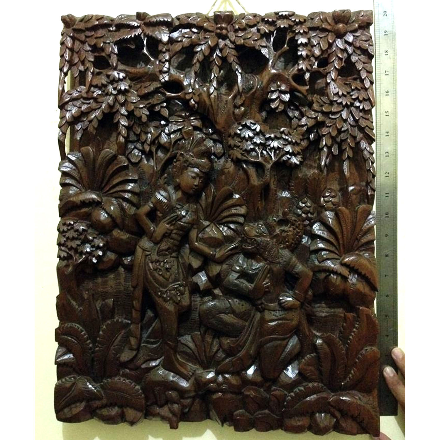 Hiasan Dinding Ukiran Relief Kayu Rama & Hanoman Barang Lama Ukuran ...