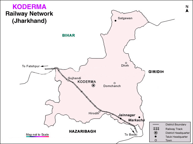 Rail-Map-india: koderma railways map