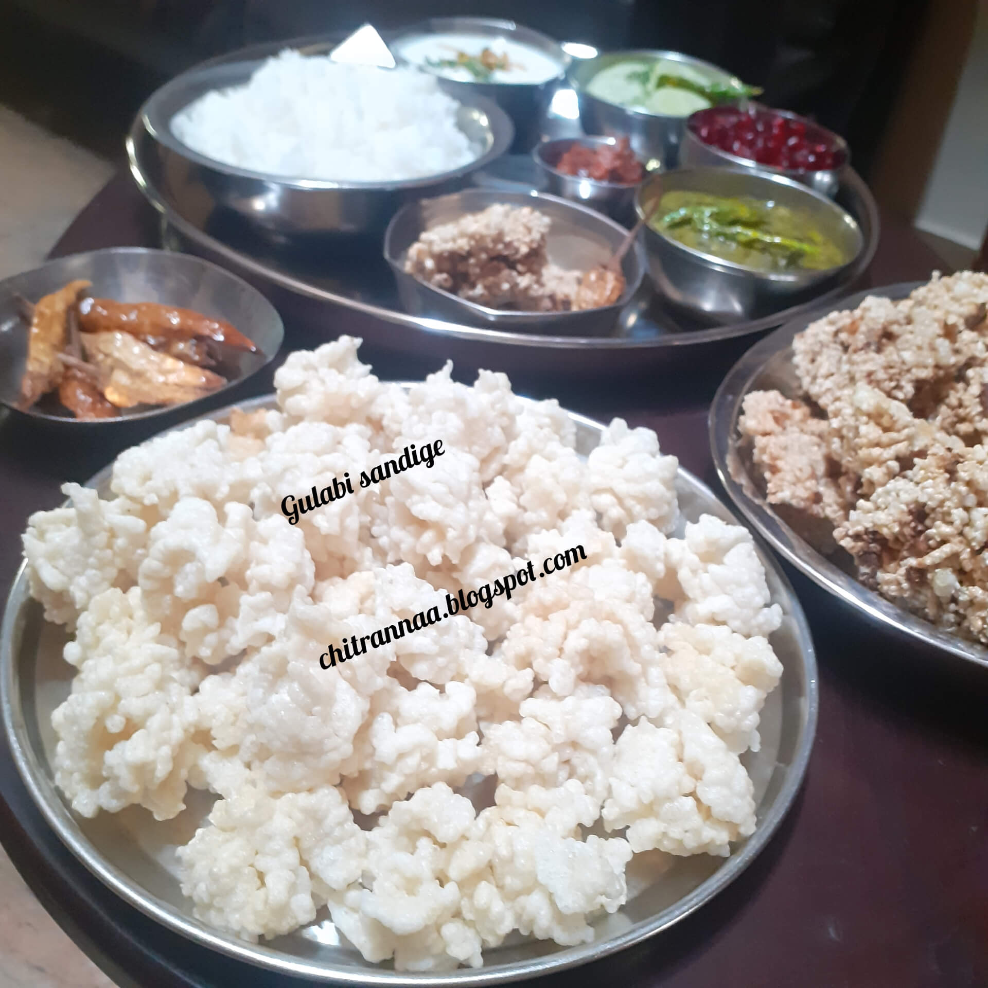 CHITRANNA: Gulabi Sandige recipe | Rice Crispies | akki sandige ...