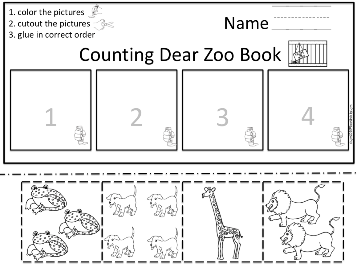 DEAR ZOO MATCHING COUNTING AND FINE MOTOR Book Units By Lynn dear-zoo-matching-counting-and-fine-motor-book-units-by-lynn