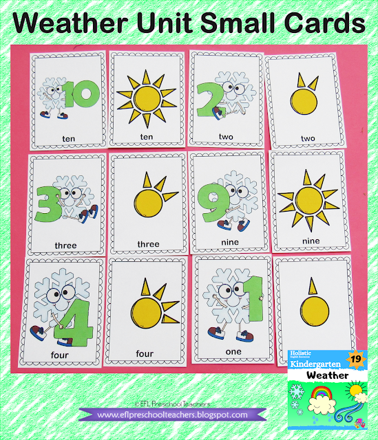 ESL/EFL Preschool Teachers: Weather Unit Small cards for teaching ...
