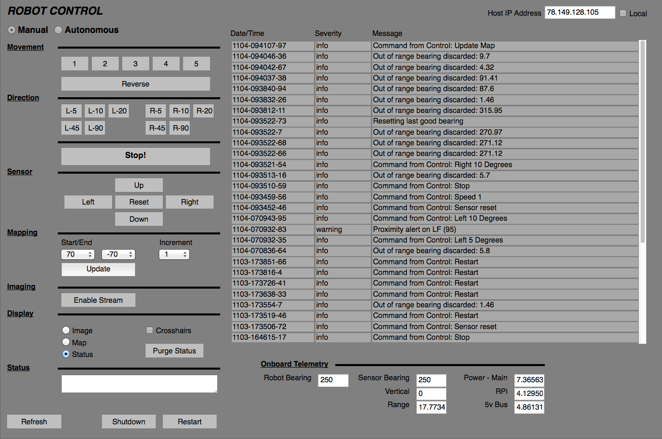 The Making of a Maker: Remote Control Web Interface for 'Bot