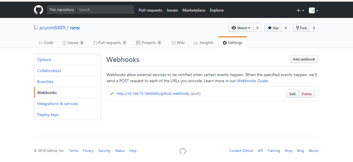 CONTINUOUS INTEGRATION WITH GIT AND JENKINS USING GIT WEBHOOK