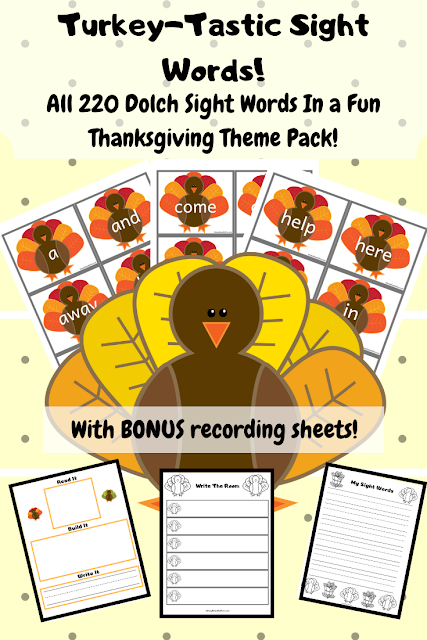 Messy, Beautiful, Fun: Turkey Tastic Sight Word Printable Packs With ...