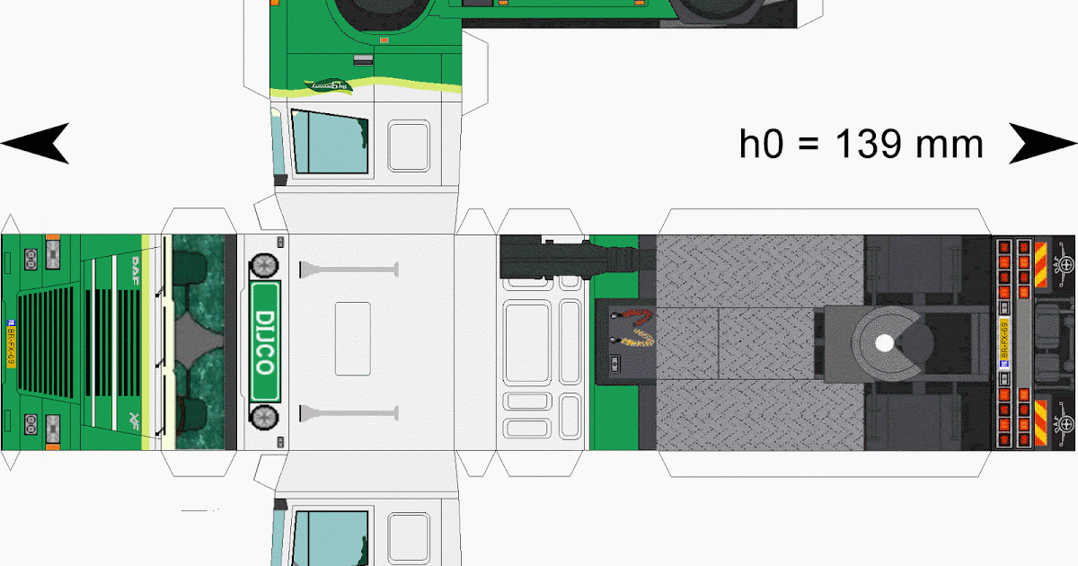 SP. Papel Modelismo: PaperCraft DAF XF - Dijco Transport / The Greenery