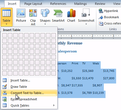 How To Convert text to a table or a table to text Ms Wors - How To Use ...