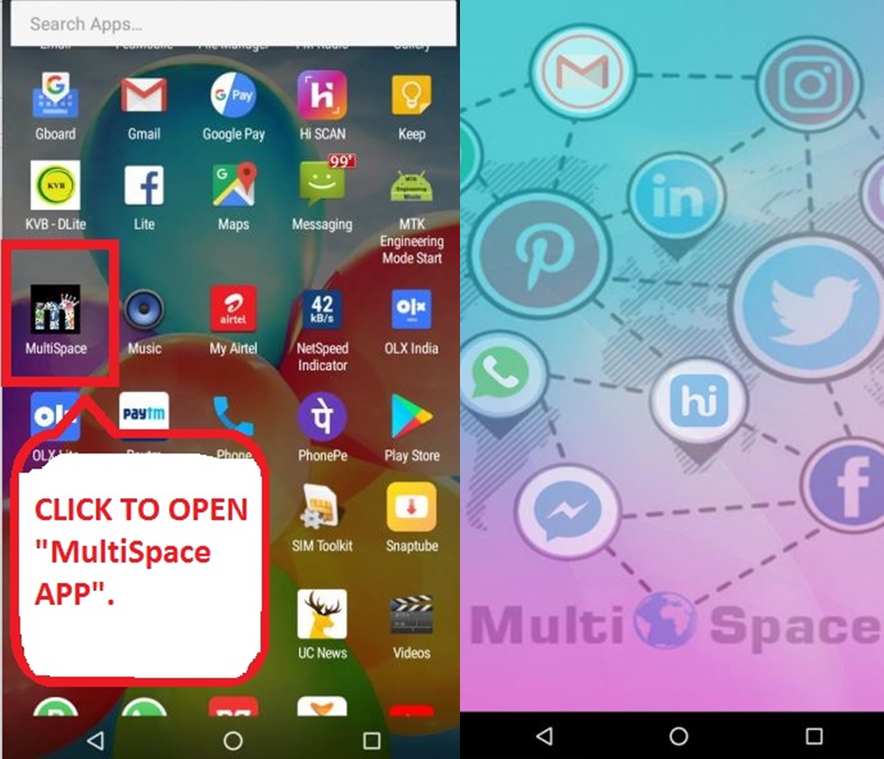 MultiSpace APP-TO RUN MULTIPLE APPS JUST BY CLONING,UNLIMITED TIMES