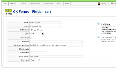Cara Membuat Data Isian / Formulir dengan CK Form Pada Joomla | Kiat ...