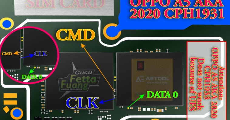 OPPO A5 2020 CPH1931 EMMC ISP Pinout Download for flashing and unlocking