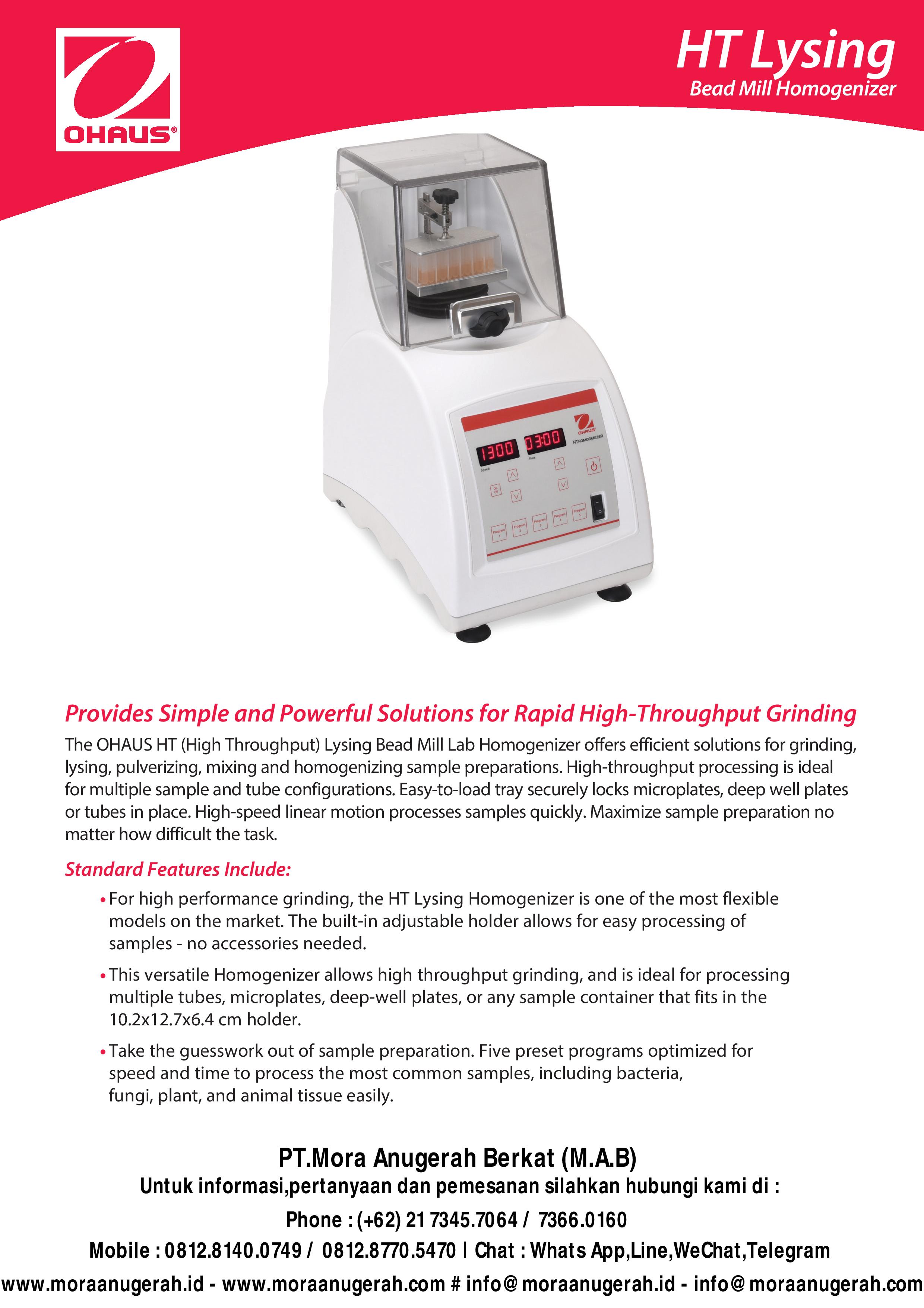 OHAUS HT Lysing Bead Mill Homogenizer – Supplier Alat Laboratorium