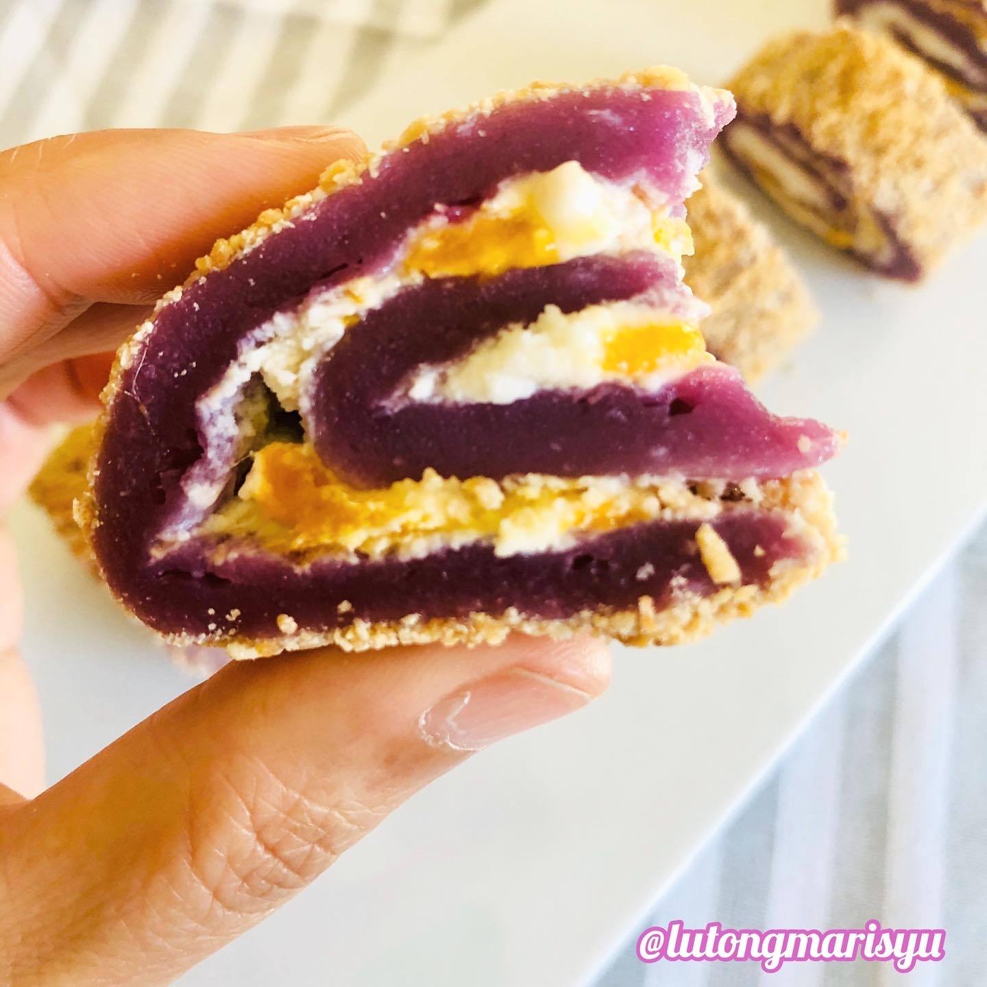 Violet Sweet Potato Tikoy Mango Roll