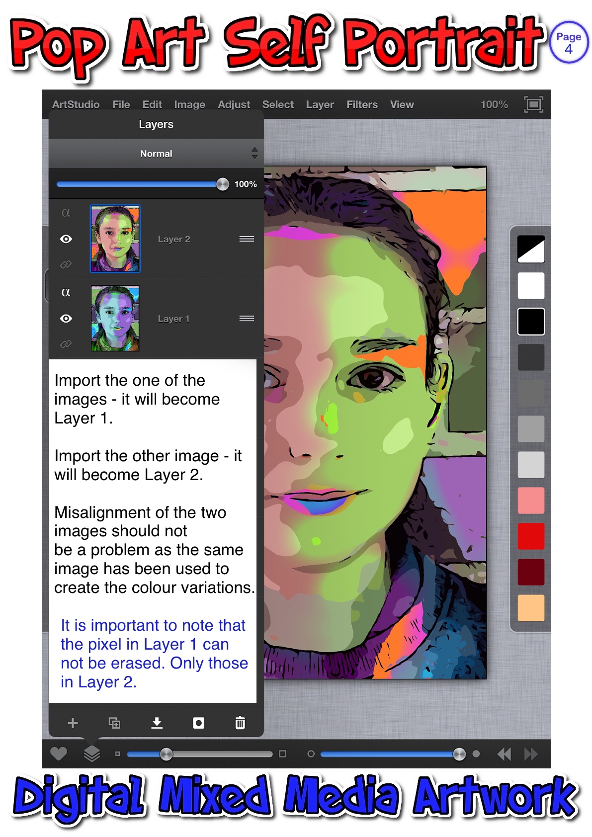 POP ART SELF PORTRAIT - Digital Mixed Media Artwork - All Instructions