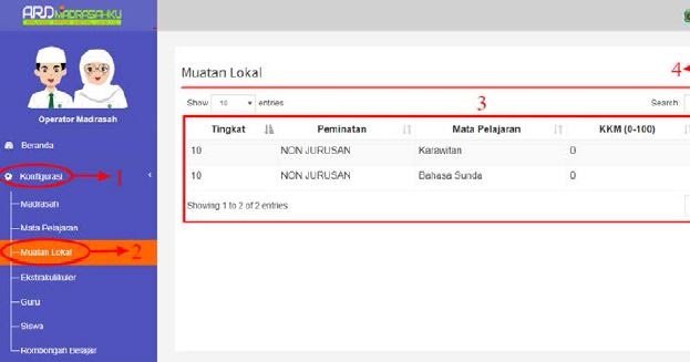Cara Input Muatan Lokal di ARD Madrasah - Harian Madrasah