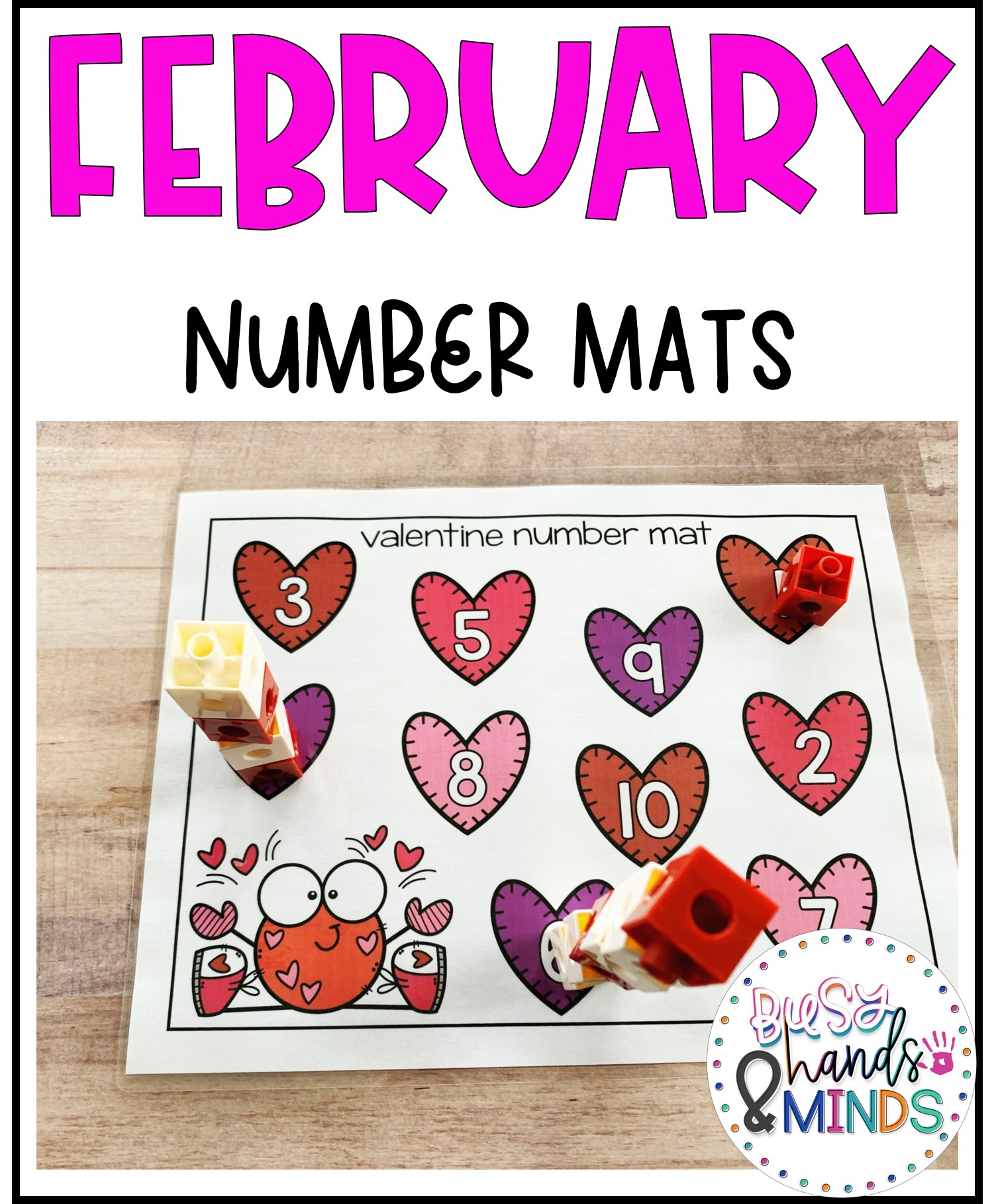 Valentine's Day Number Mats for Preschool | Busy Hands and Minds
