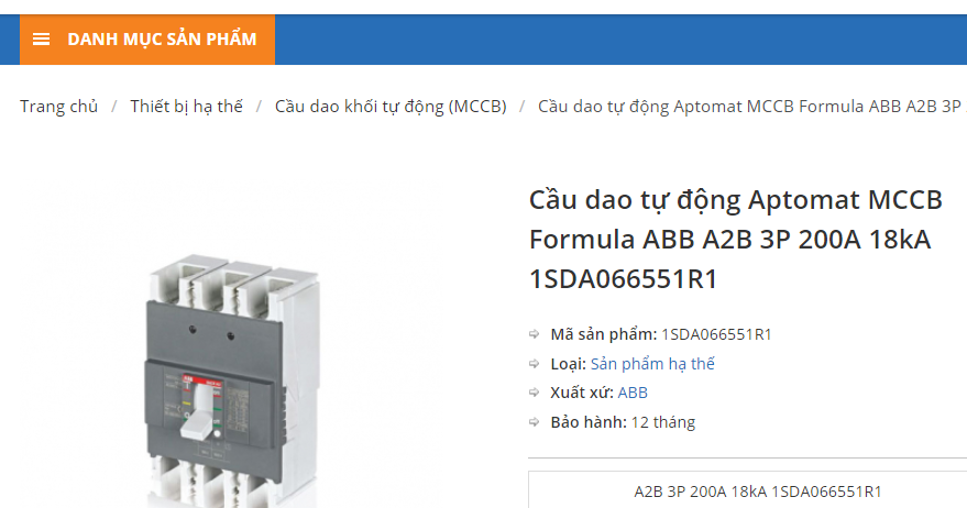 Báo Giá Aptomat 3 Pha 200A ABB - MCCB 200A Bảo Hành Chính Hãng
