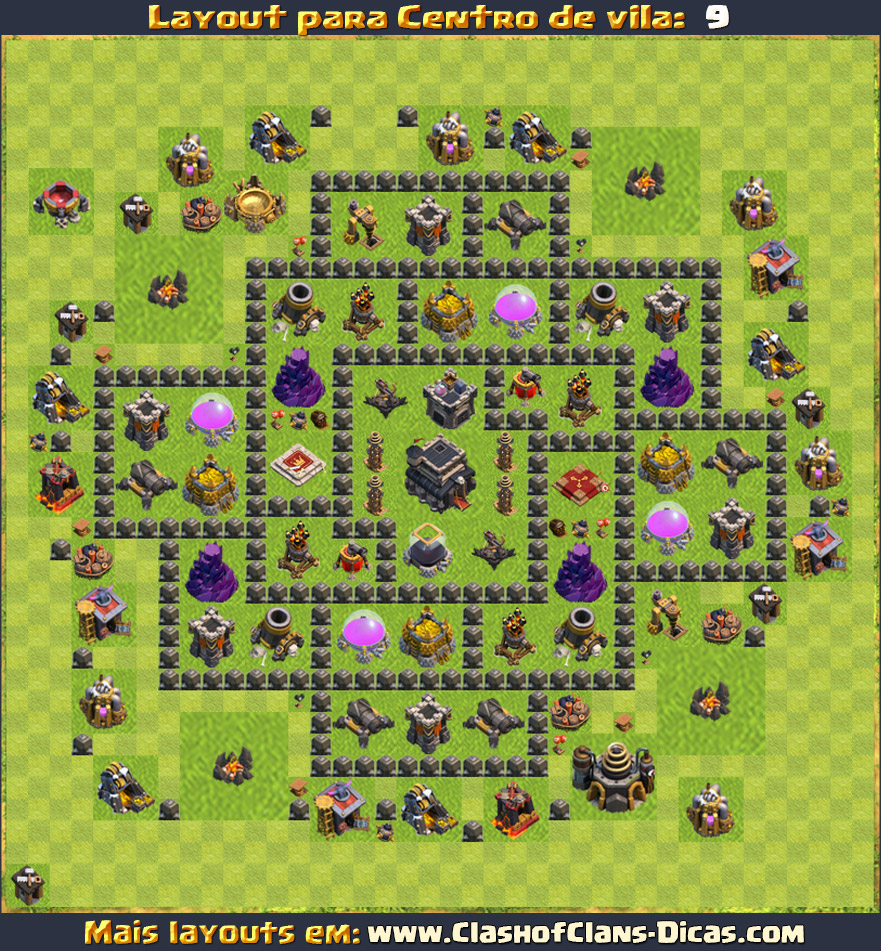 Layouts de CV9 - Clash of Clans - Clash of Clans Dicas, Gemas Grátis ...