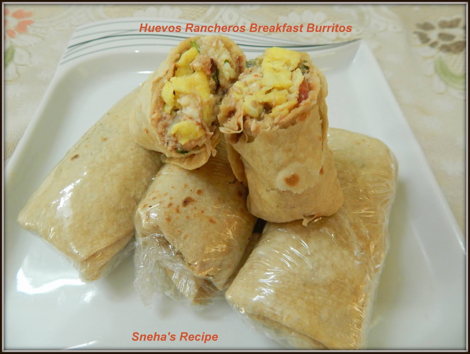 Huevos Rancheros Breakfast Burritos - Sneha's Recipe