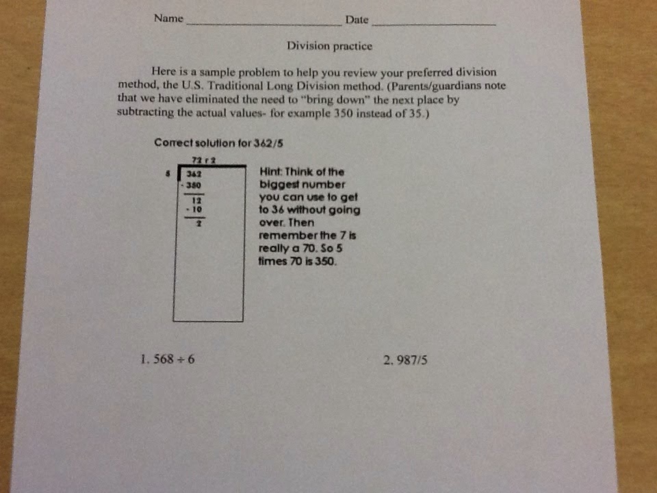 Exit 10A: Trying to Make Some Sense Out of Long Division