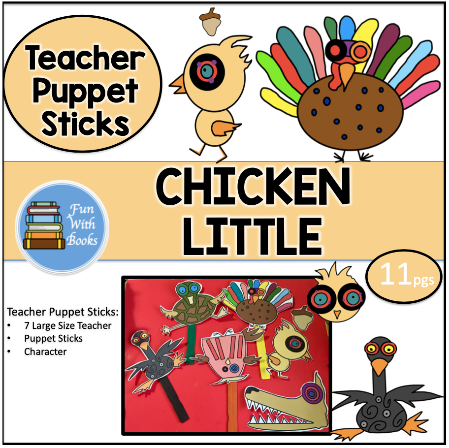 CHICKEN LITTLE TEACHER PUPPET STICKS ~ Book Units by Lynn