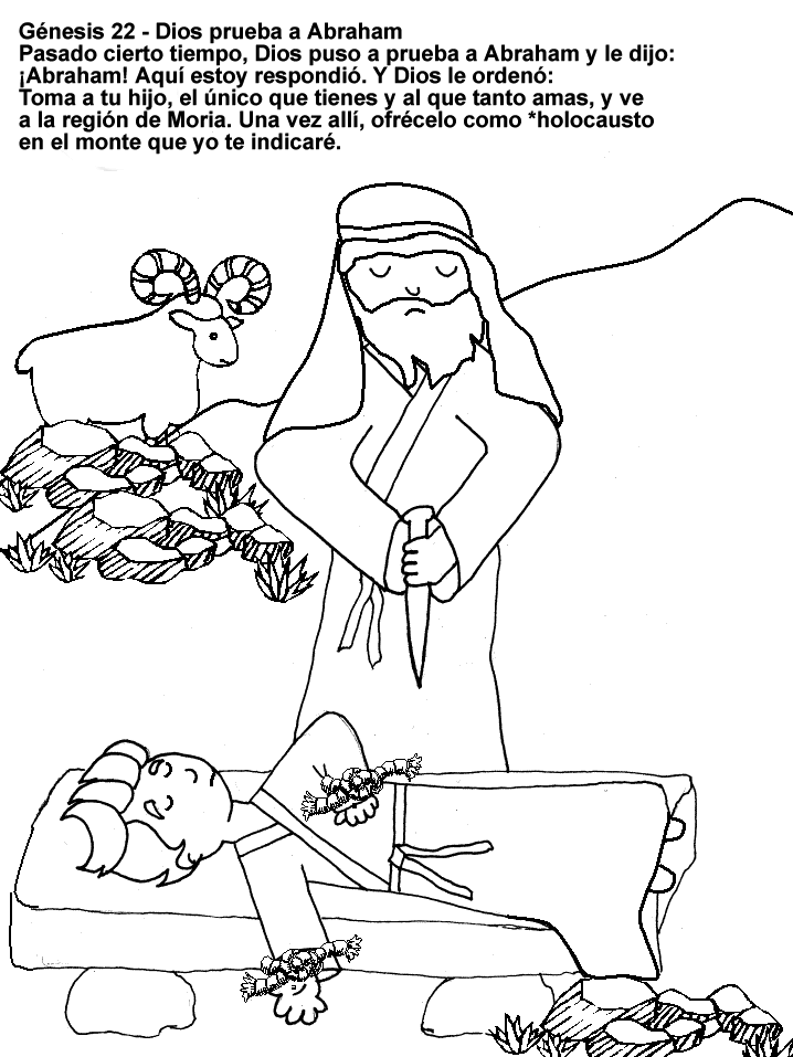Historia del Sacrificio de Isaac para colorear ~ Dibujos Cristianos ...