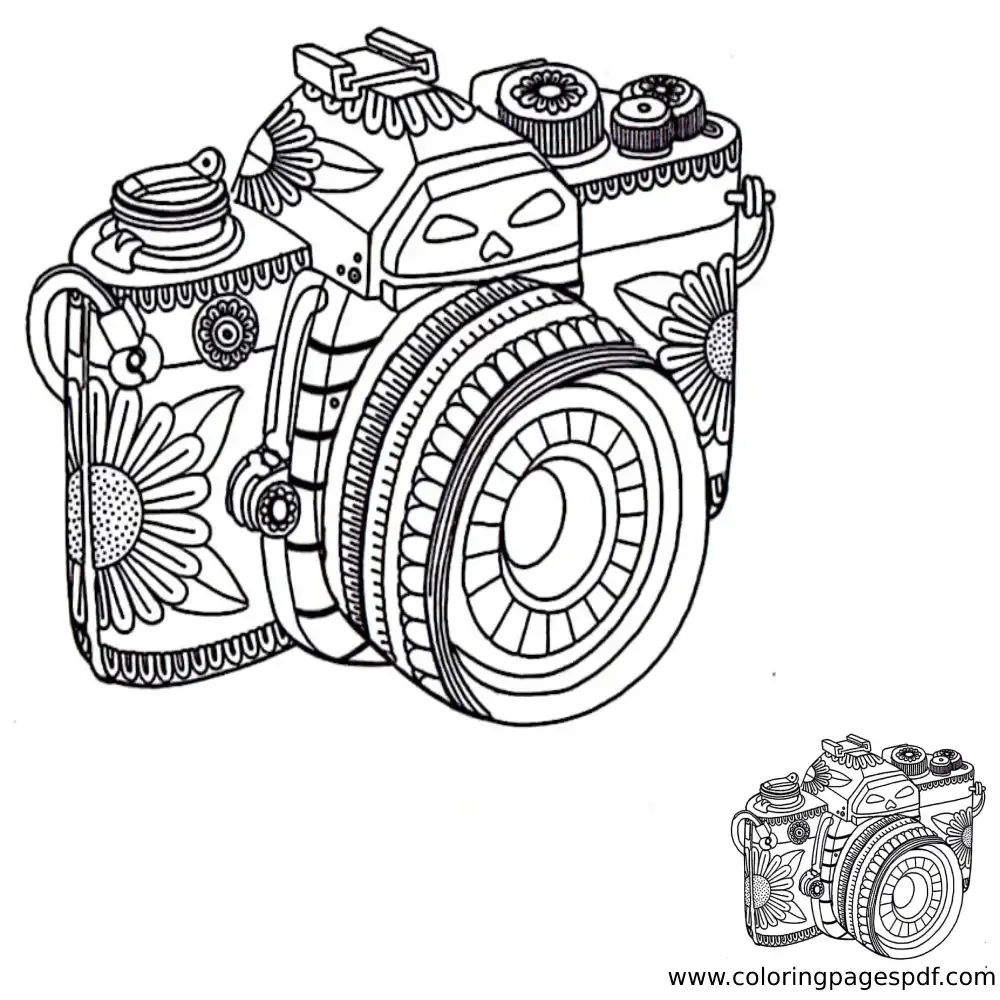 Coloring Page Of A Camera Mandala