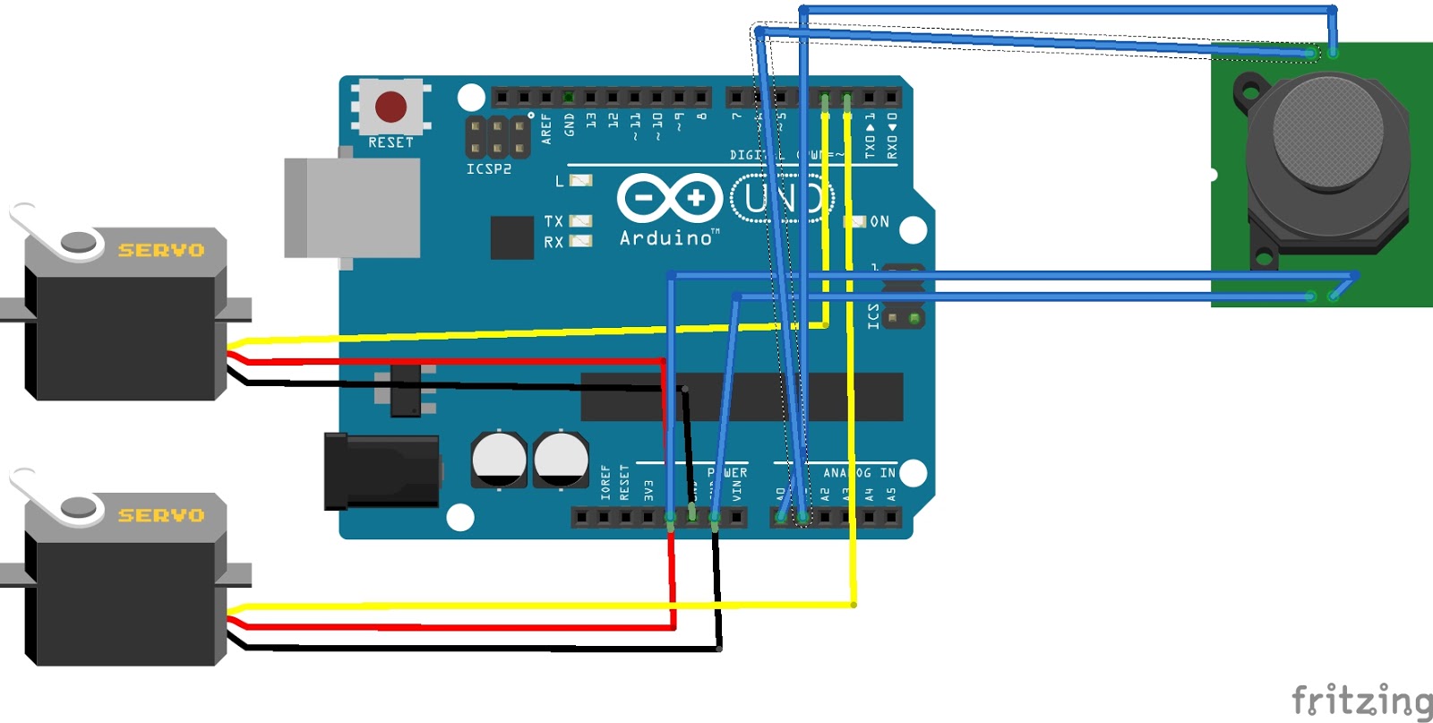 controling multiple servos using joystick