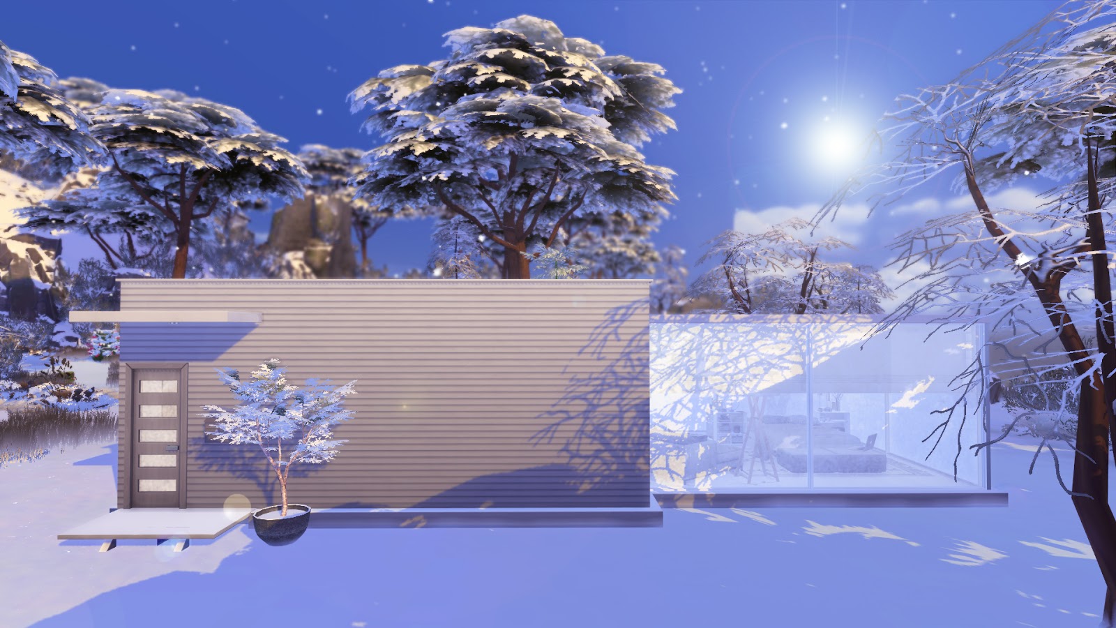 SIMS 4 - Winter Modern Cabin House - DL + CC - Bárbara Sims