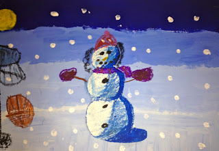 Art- It's Made To Be Seen: 3rd Grade Snowmen At Night