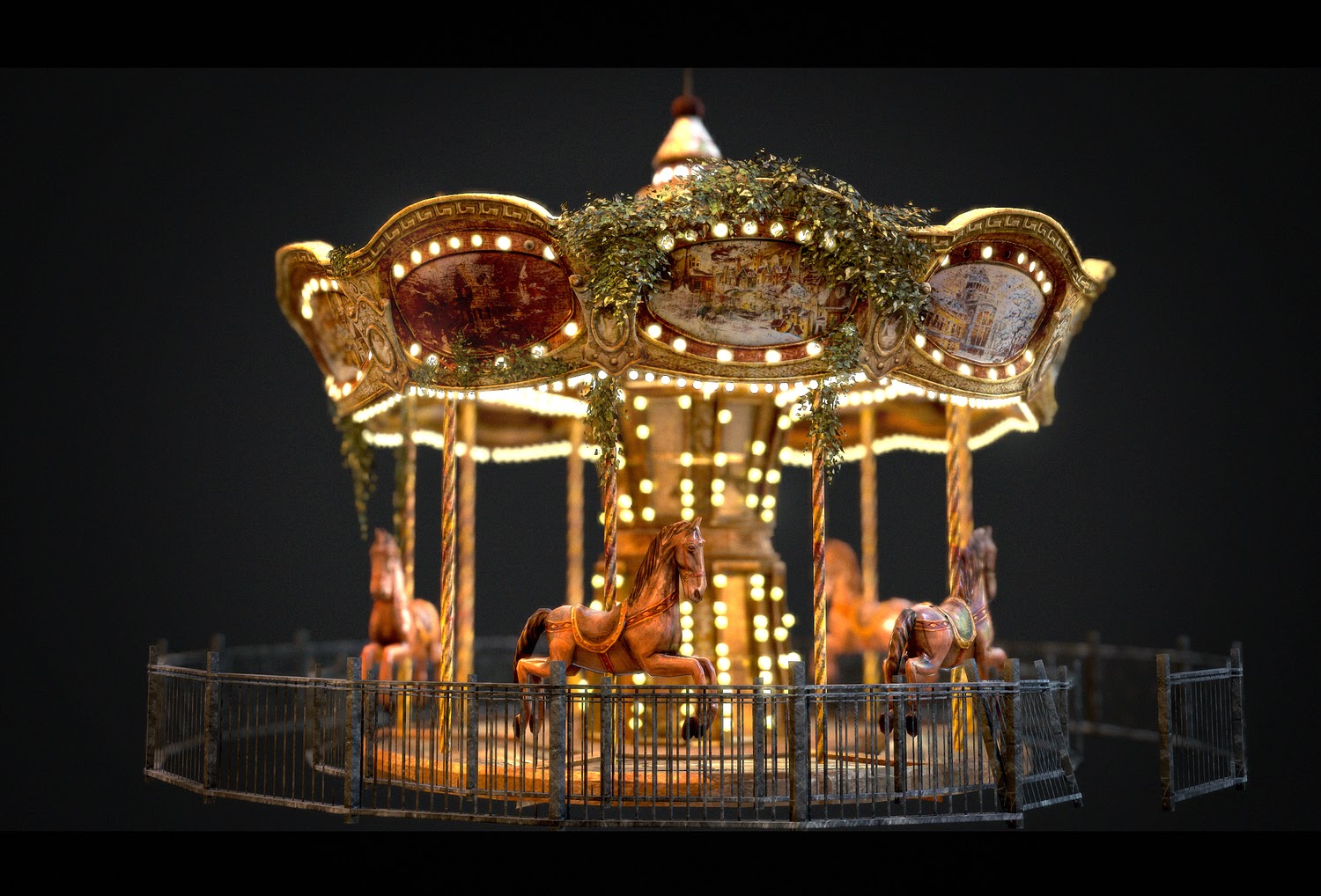Lucas Sparks CG/Concept Blog: Abandoned Carousel (Marmoset Render)
