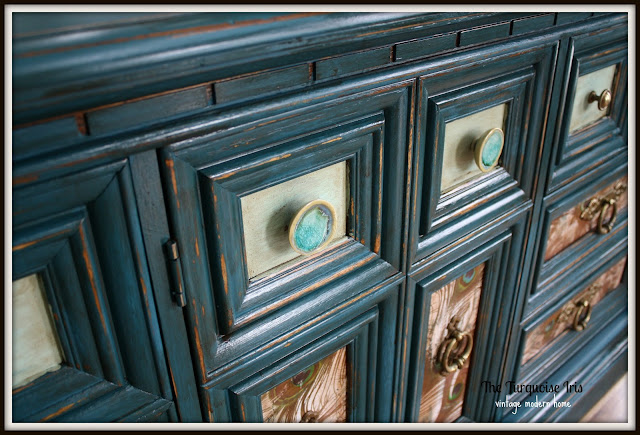 The Turquoise Iris ~ Furniture & Art: Teal Vintage Dresser / Buffet