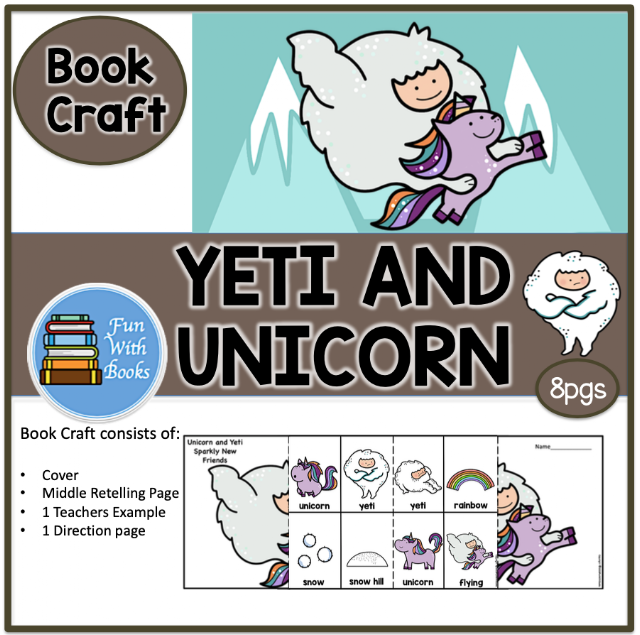 YETI AND UNICORN SPARKLY NEW FRIENDS BOOK CRAFT ~ Book Units by Lynn