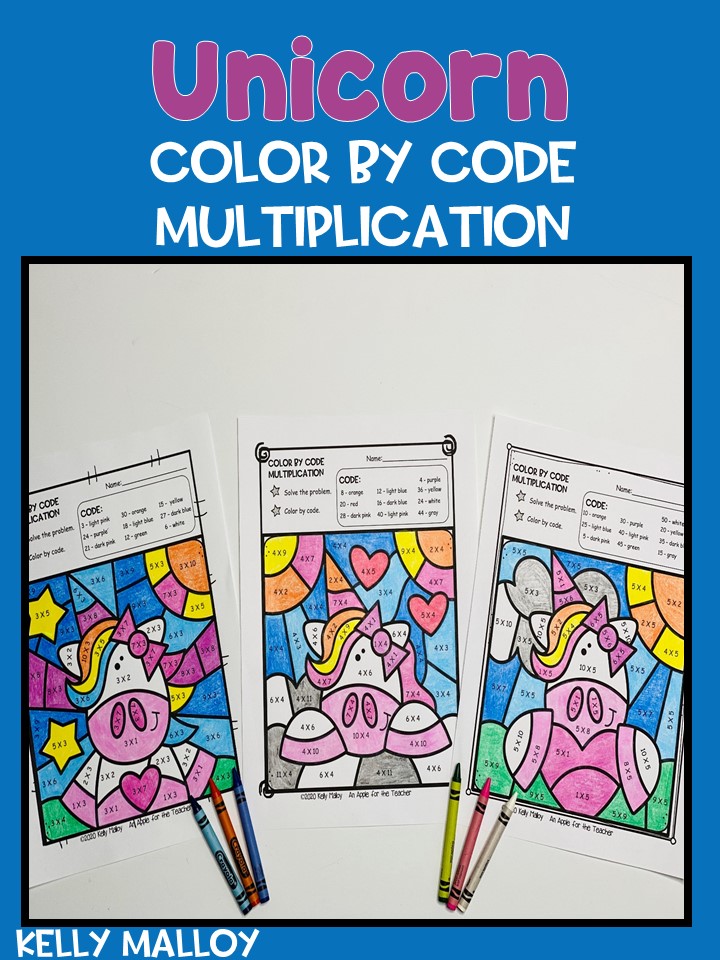 An Apple For The Teacher: Unicorn Color By Number