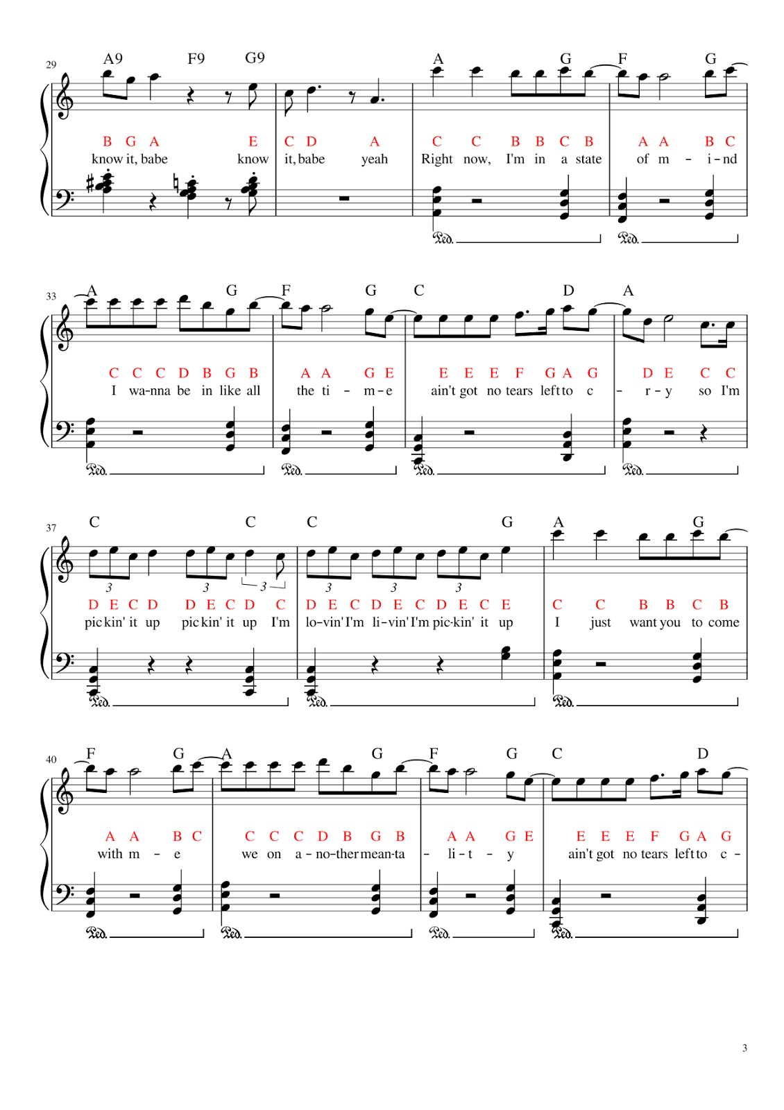 Utterly Music: [Piano Scores] No Tears left to cry by Arianda Grande