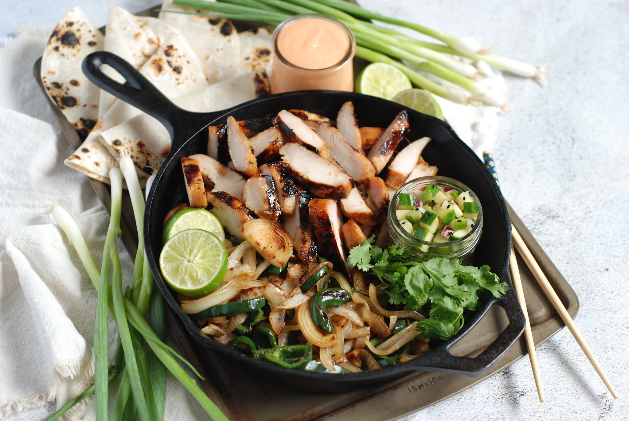Fleur De-Lectable: Texas Seoul Chicken Fajitas with Cucumber Sesame ...