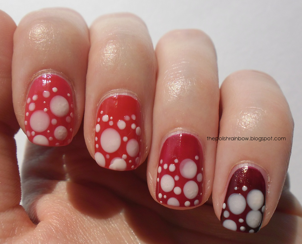 Red Ombre With White Dots - photoshop art crochet