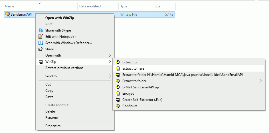 Extract project files from zip file Extract project files from zip file