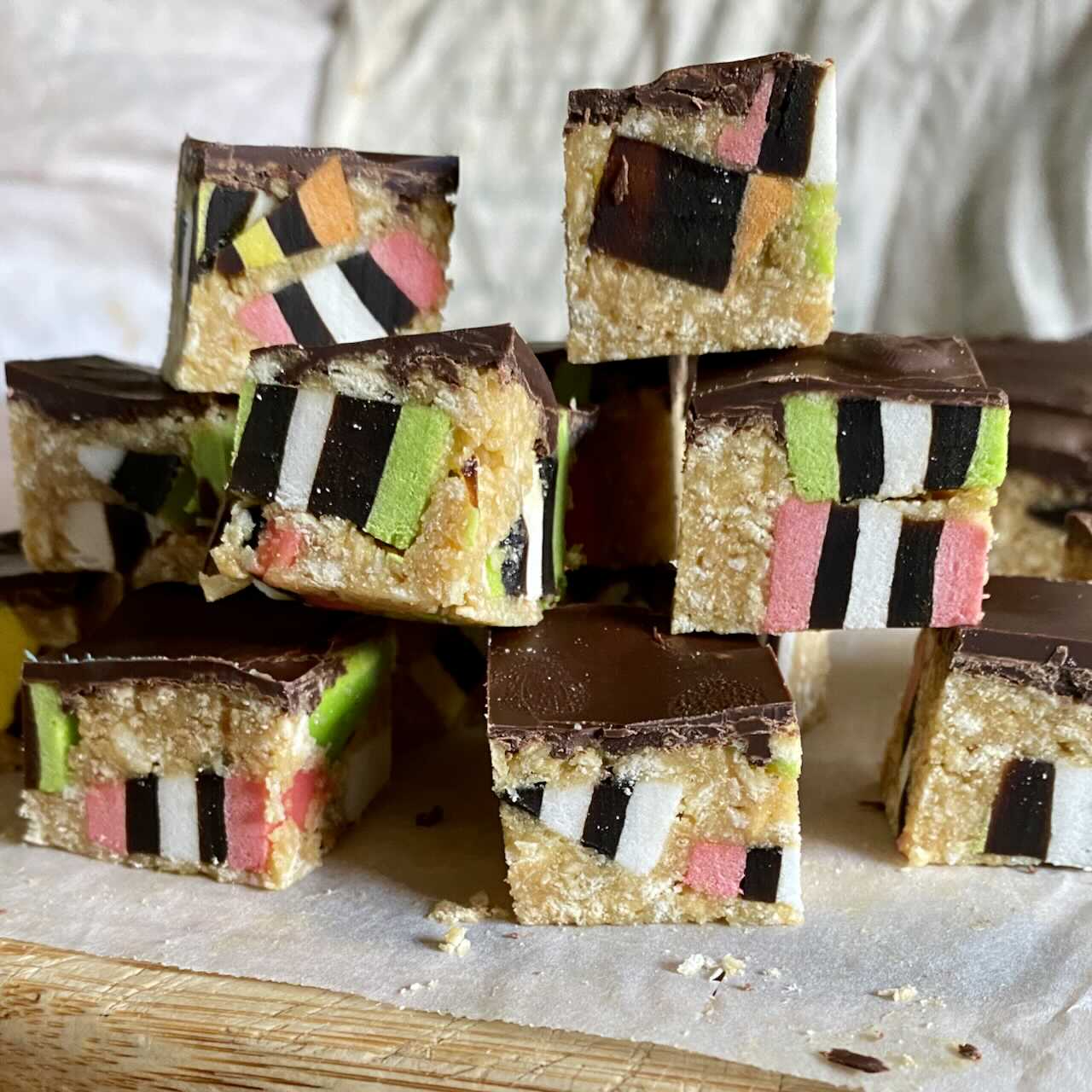 Green Gourmet Giraffe: Licorice allsort slice for a rainbow morning tea