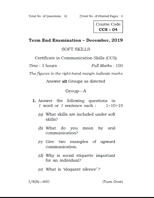 OSPU CCS Soft Skills Dec 2019 Question Paper - University Question Papers