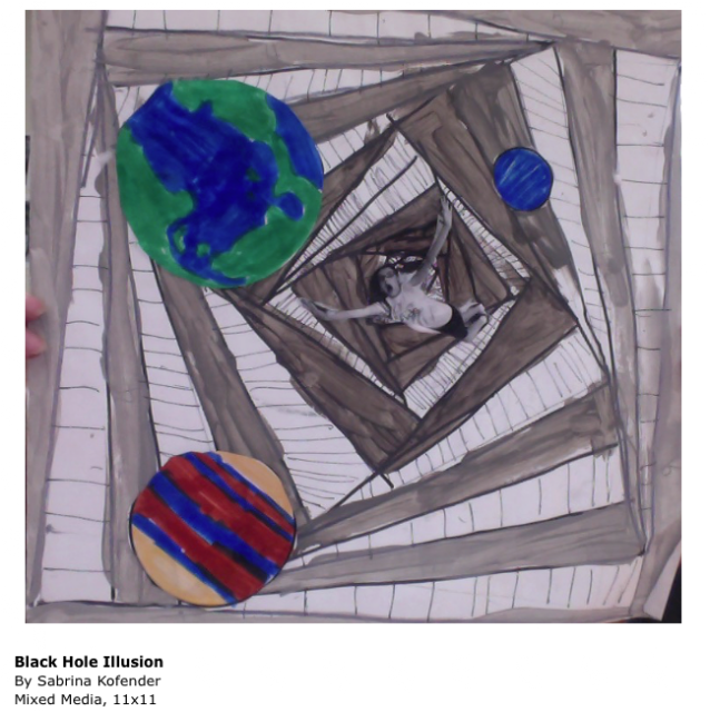 Art at Sanders Memorial: 4th Grade Black Hole Optical Illusion