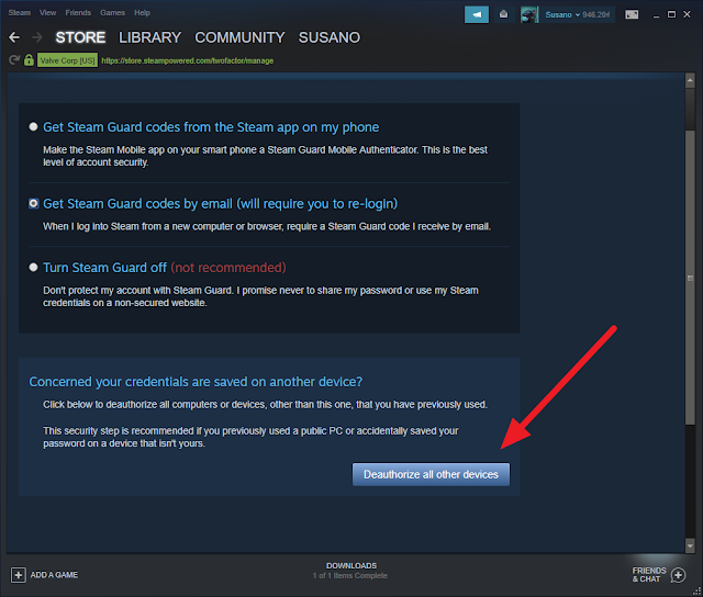 Hướng dẫn đăng xuất trên các thiết bị khác của STEAM