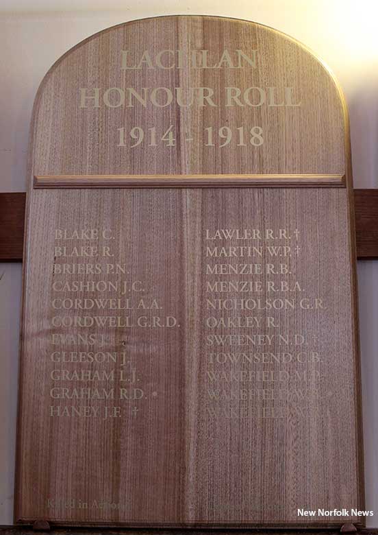 New honour roll for Lachlan Hall - New Norfolk News