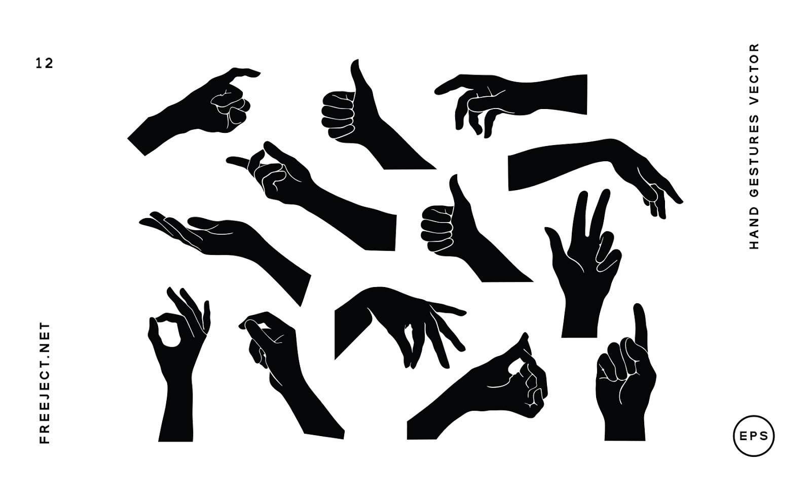Free Black Hand Gestures Vector Illustration