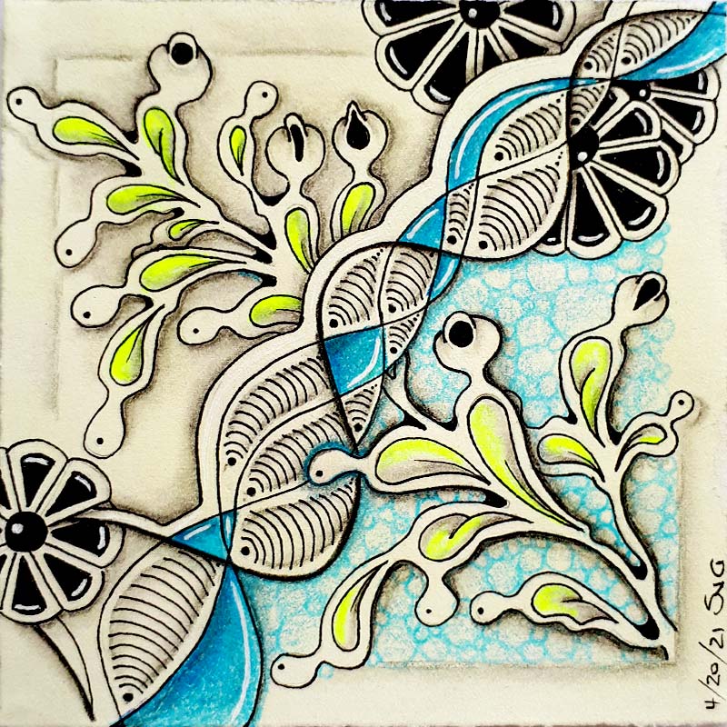 100 Days of Zentangle; 7F5R; Square One; Inspired by...; Refresher; New ...