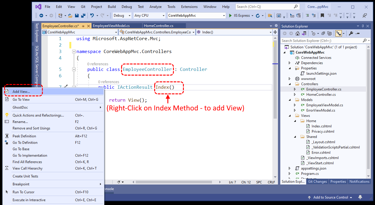 Basics of asp.net core web app (MVC) project structure