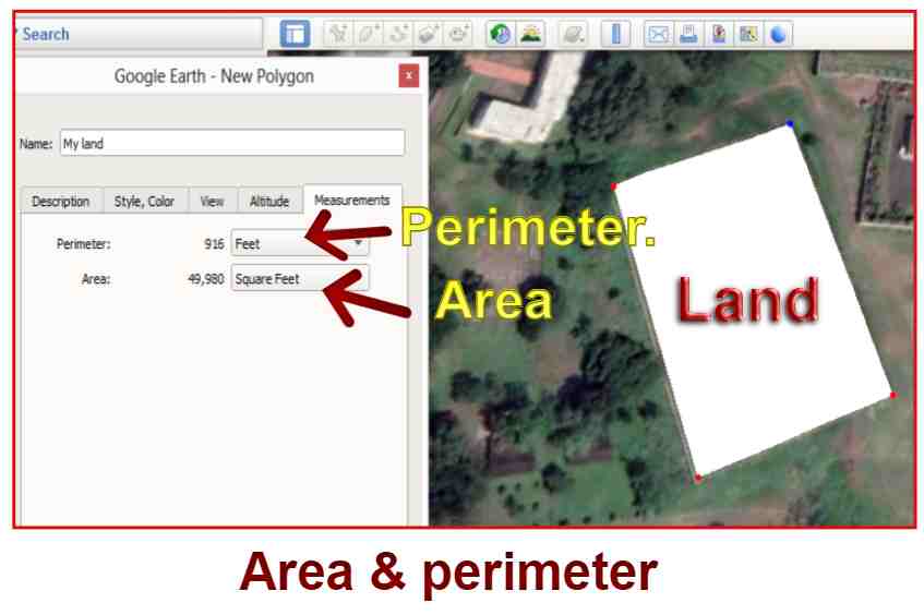 Calculating area & perimeter of land using Google earth pro. ~ PARAM ...