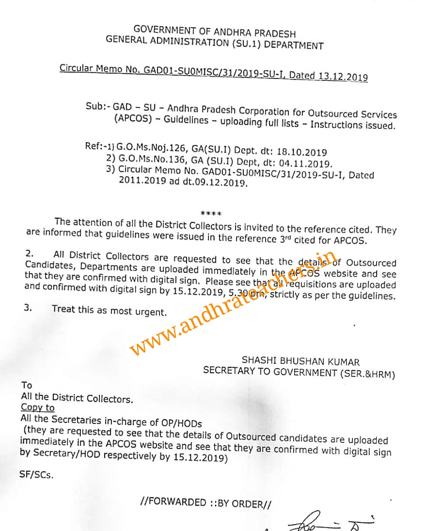 APCOS Guidelines uploading full lists Instructions Issued Memo:GAD01 DT ...