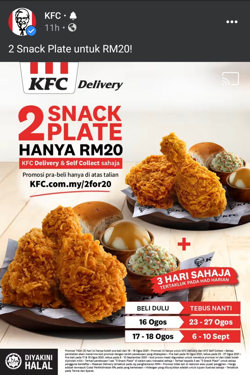 Promosi KFC "2 For RM20"