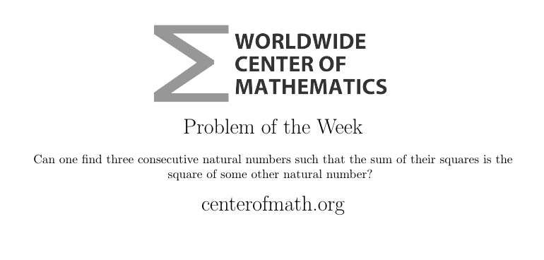 The Center of Math Blog: Problem of the Week